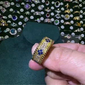 Jewelry | Elegant Gold And Blue Clover Womens Ring | Poshmark